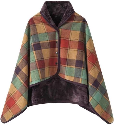 Vrouwen Poncho Winter Warme Cape Met Knopen Zacht Fleece Poncho