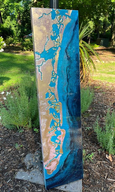 Customized Geographical Waterway Map Coastal Colors Art Co