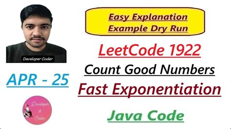 Count Good Numbers Leetcode 1922 Fast Exponentiation Java Code