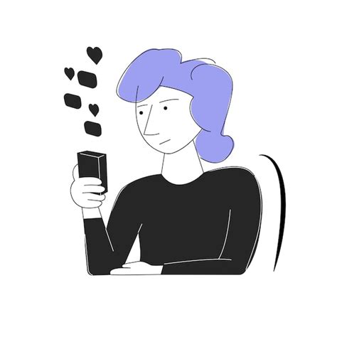 Premium Vector Vector Outline Illustration Concept Of Woman Texting Message On Mobile