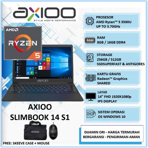 Jual Laptop Gaming Editing Murah Axioo Slimbook S Amd Ryzen U Ram Gb Gb Ssd Gb