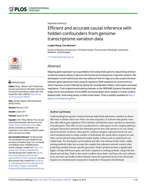 Pdf Efficient And Accurate Causal Inference With Hidden Confounders From Genome Transcriptome
