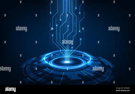 Abstract Technology Chip Processor Background Circuit Board And Html Code3d Illustration Blue