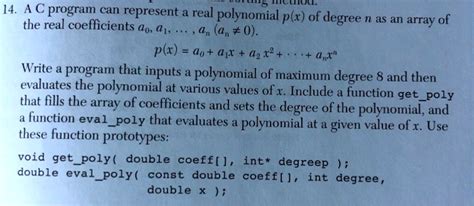 Video Solution A C Program Can Represent A Real Polynomial Px Of