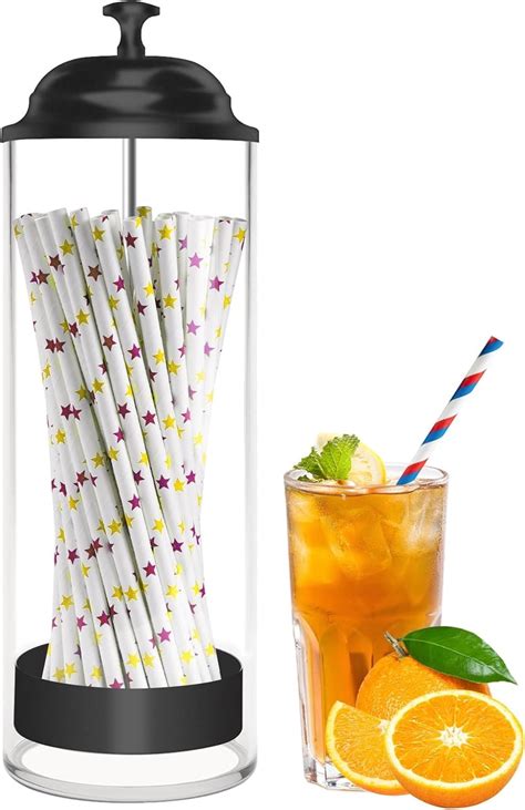 Tutuviw Straw Holder For Standard Size Drinking Straws Plastic Straw Dispenser With Lid