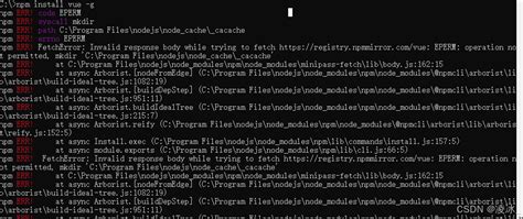 安装vue发生异常：npm err the command again as root administrator