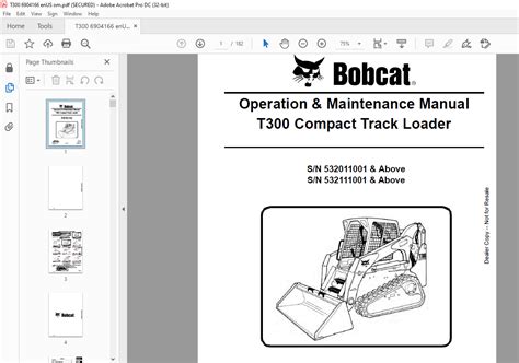 Bobcat T300 Compact Track Loader Operation Maintenance Manual 6904166 PDF DOWNLOAD