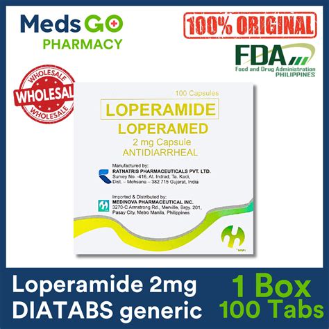 Loperamide 2mg 1 Box X 100 Capsules Datab Harvimide Diatabs