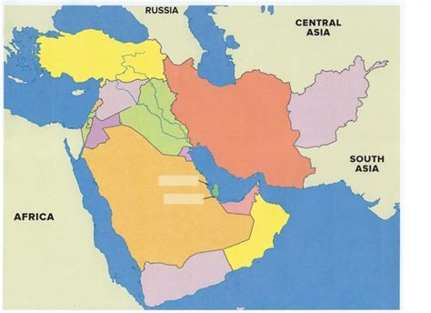 Labeled Physical Map Of Southwest Asia