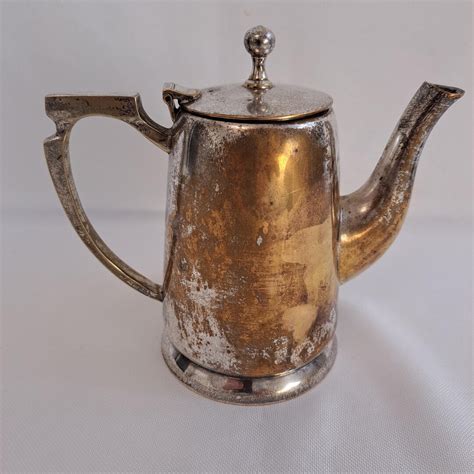 Rare Vintage Silver Plated Coffee Pot With Gilded Traces — Ca 1930