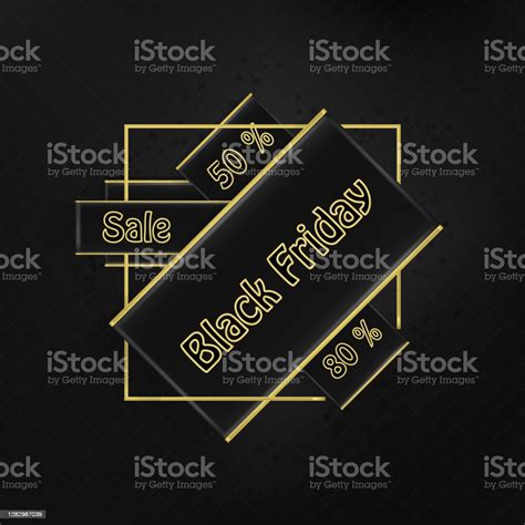 블랙 프라이데이 어두운 배경에 배너 포스터 골드 컬러로 고고감하고 메쉬와 스플래시 비문 블랙 프라이데이 세일과 골드 프레임의 검은 사각형 3차원 형태에 대한 스톡 벡터 아트