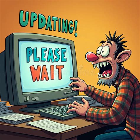 Computer Update Cartoon Sign Updating Please Wait Identity Security Computer Update Cartoon Sign Updating Please Wait Identity Security
