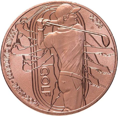 Памятная монета 1 4 евро Летние Олимпийские игры 2024 в Париже Гольф Франция 2023 г в Unc