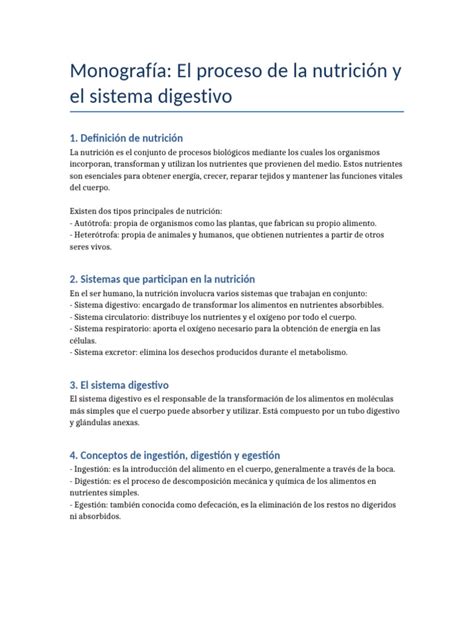 Monografia Nutricion Sistema Digestivo Con Imagenes Pdf Digestión