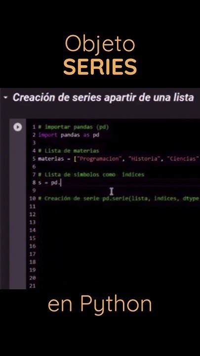 Series De Pandas En Python Aprenderpython Programacion Python Youtube
