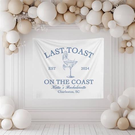 Last Toast On The Coast Banner Custom Coastal Bachelorette Tapestry