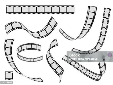 필름 스트립 세트입니다 시네마 스트립 롤 35mm 빈 슬라이드 프레임 사진 비디오 흑백 사진 네거티브 빈티지 미디어 벡터 영화