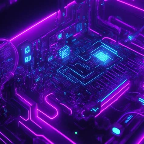 Premium Photo Circuit Cyberspace Closeup With Neon Lights