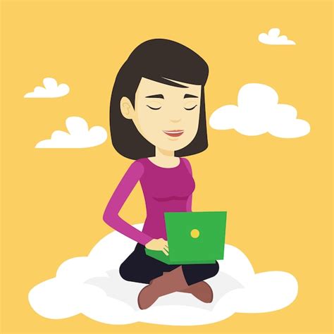 Premium Vector Woman Using Cloud Computing Technology