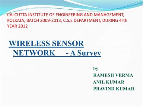 Wireless Sensor Network Ppt