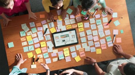 Top View Of Smart Developer Working While Putting Hands Together Symposium Stock Footage