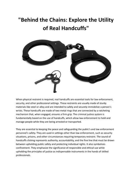 Proper Handcuffing Techniques For Use In The Field Ppt