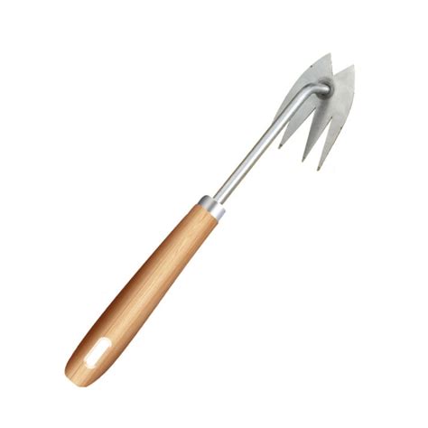 4치 이중 용도 잡초 제거 도구 정원 잡초 갈퀴 뿌리 뽑기 잡초 제거 도구 길이 29cm V형 헤드 나무 손잡이