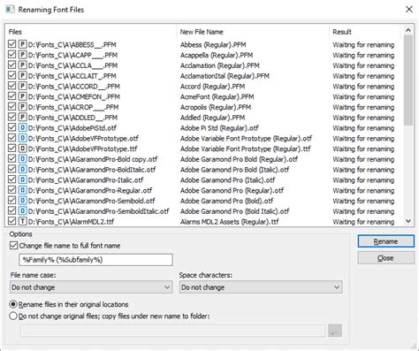 Rename Font Files