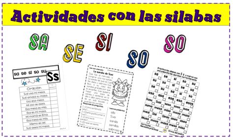 Actividades Con Las Silabas Sa Se Si So Su Los Materiales Educativos