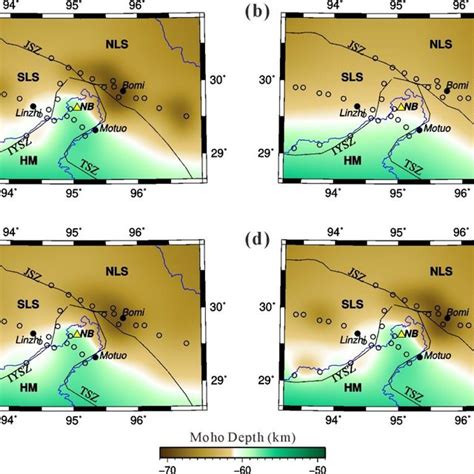 Maps Of Moho Depth Variation For The Realistic Example Iii Including