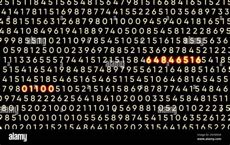 Numerical Code In Matrix Computer Program Motion Glowing Numbers In