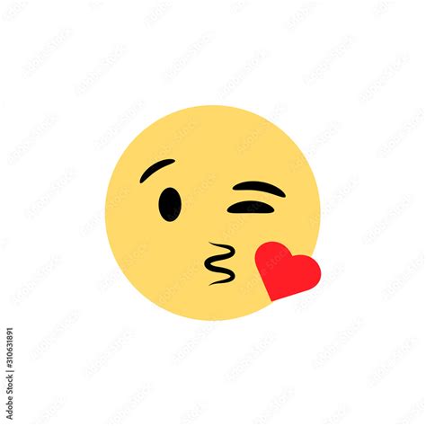 Kissing Face Blowing Kiss Social Media Emoji Emoticon Isolated On A White Background Stock