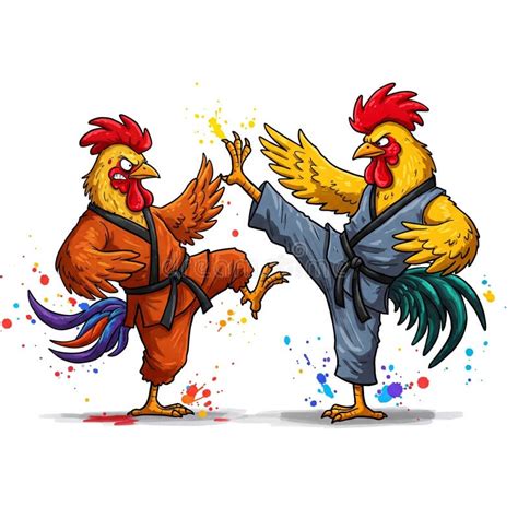 Fighting Rooster Drawing With Colour