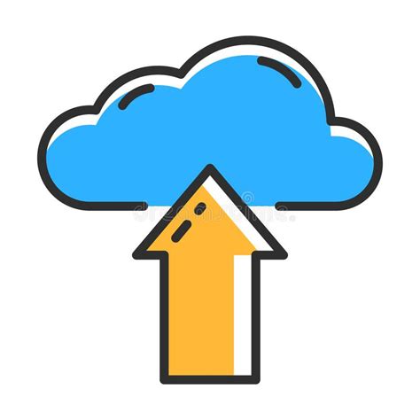 Cloud Upload Technology Outline Icon Server Upload Database Concept Stock Illustration