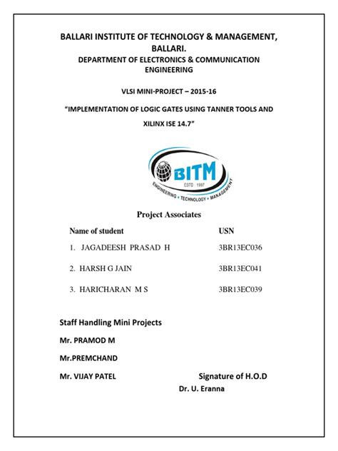 Vlsi Mini Project Pdf Logic Gate Hardware Description Language