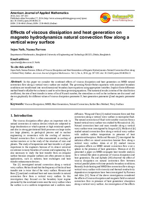 Pdf Effects Of Viscous Dissipation And Heat Generation Absorption