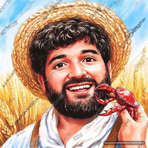 Ai创作图农民抱麦子插画 小龙农夫拿麦穗形象 开心小农夫头像 抱麦穗的农民秋收 农民庄稼插画 欧美农场主 抱麦子的人 农民大叔ip头像 开心的农民 抱着麦子的农民 农民形象画 抱麦穗的人 手绘