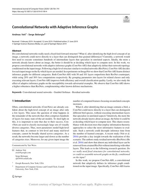 Convolutional Networks With Adaptive Inference Graphs Request Pdf