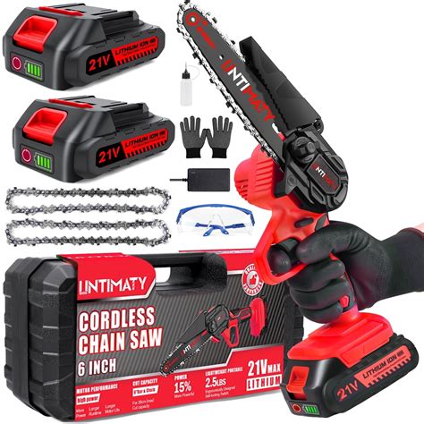 Untimaty 6 Inch Mini Chainsaw With 2 Batteries And Case Cordless