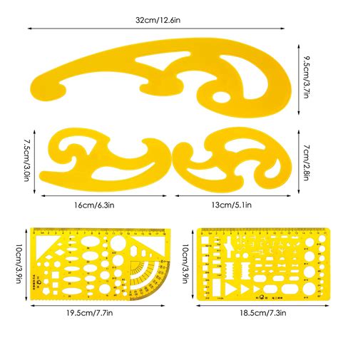 Meetory 9 Pcs Architecture Drawing Templates Curve Ruler Technical