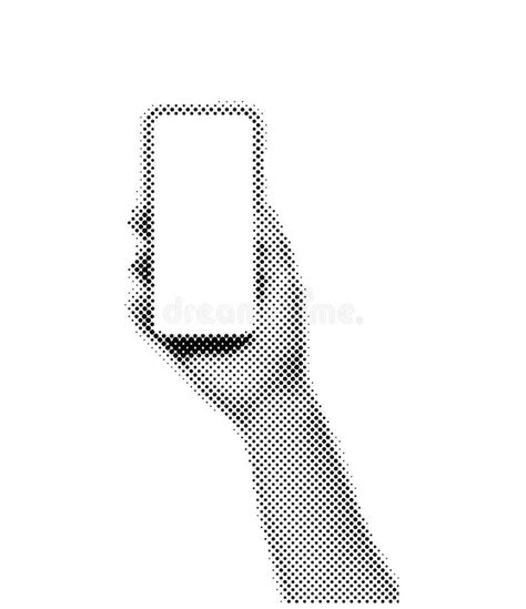 halftone hand holding smartphone vertically vector illustration stock vector illustration of