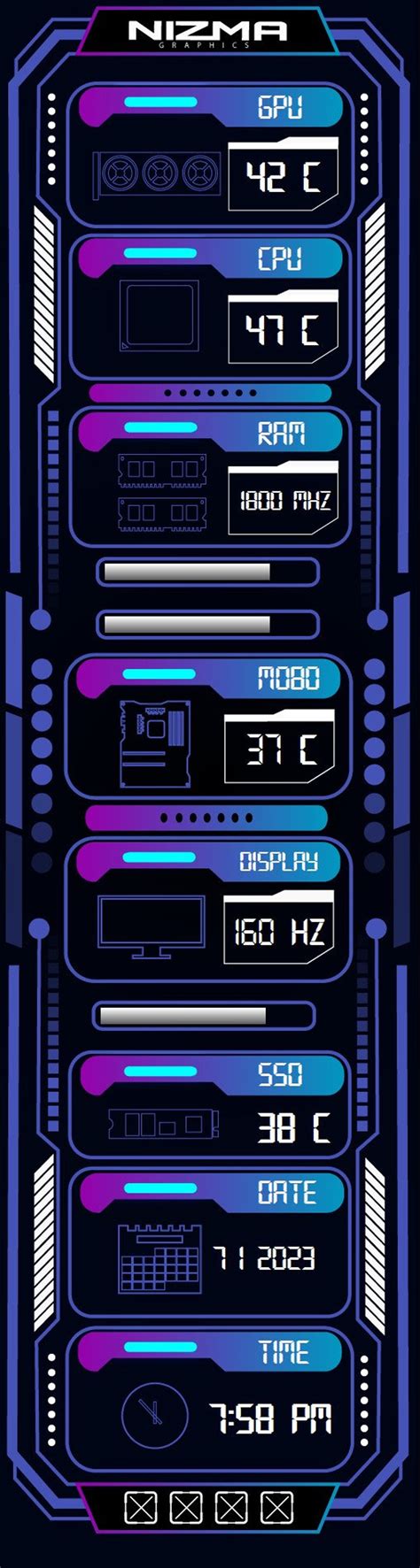 SENSOR PANEL Cyber Purple Skin Template 515 X 1920 12 6 Displays For