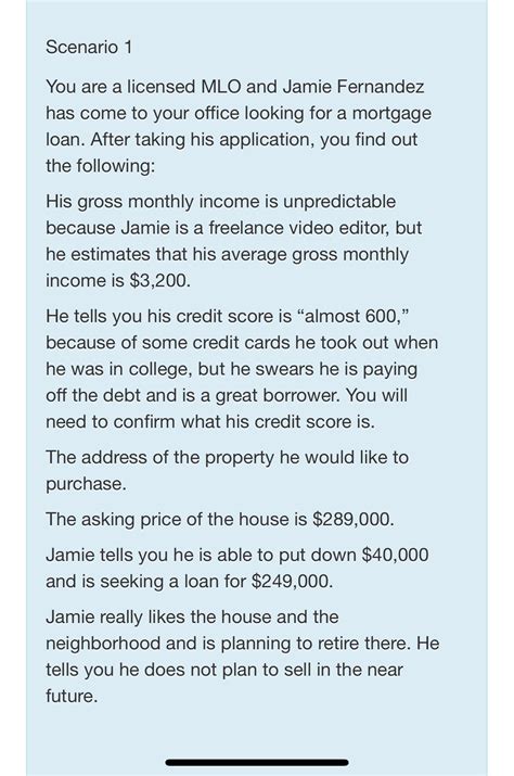 Solved Scenario 1 You Are A Licensed Mlo And Jamie Fernandez