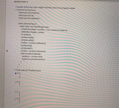 Solved Question 4 Consider Following Code Snippet And Then