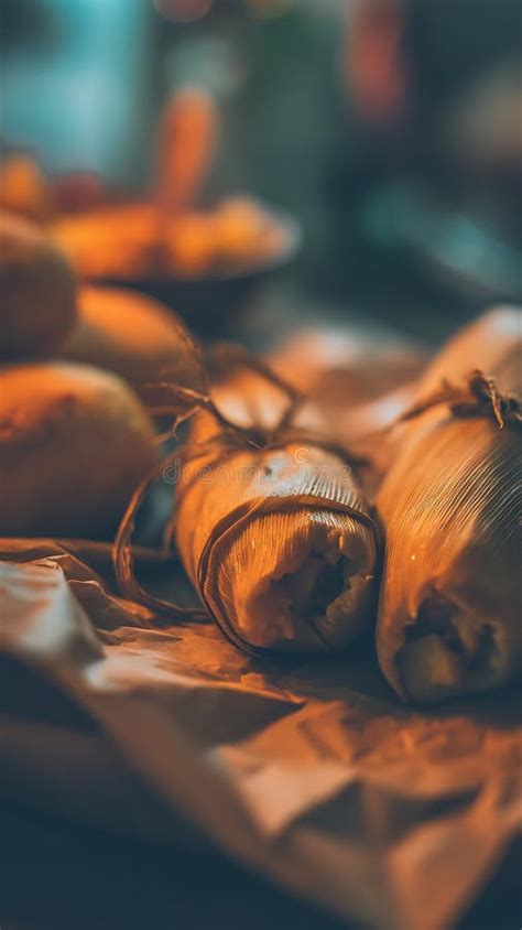 Close Up Of Corn On The Cob Wrapped In Husks Illuminated By Warm Light Stock Illustration