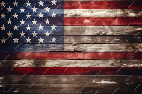 American Flag Background With Rustic Wood 4th Of July Independence Day Flag Background Premium