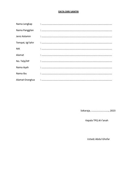 Form Data Diri Pdf