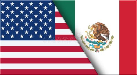 Flags Of Usa And Mexico United States And Mexican National Flags On