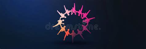 Human Figures Create A Circular Unity Symbol In A Modern Style With An