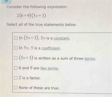solved consider the following expression 2 6 9 5v 3 select a of
